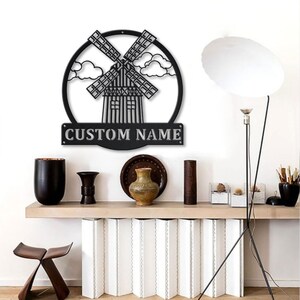 Windmill Metal Sign LED Lights V3, Custom Windmill Metal Sign, Windmill ...
