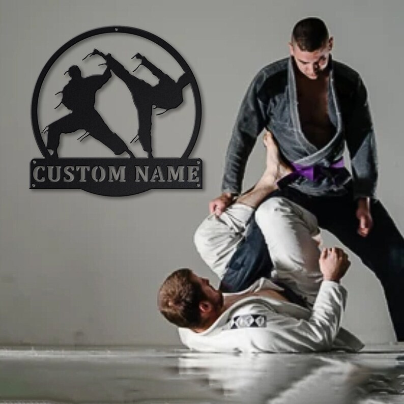 Custom Brazilian Jiu Jitsu Monogram Metal Sign Art V6, Personalized Jiu ...