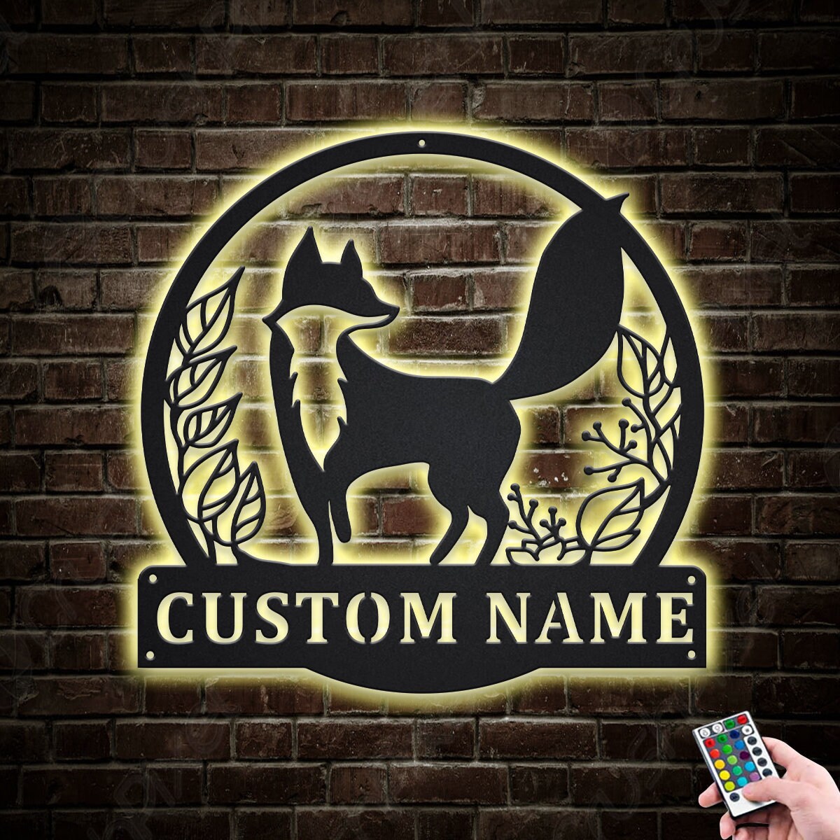 Fox Animal Metal Sign LED Lights V1, Custom Fox Animal Metal Sign, Fox ...