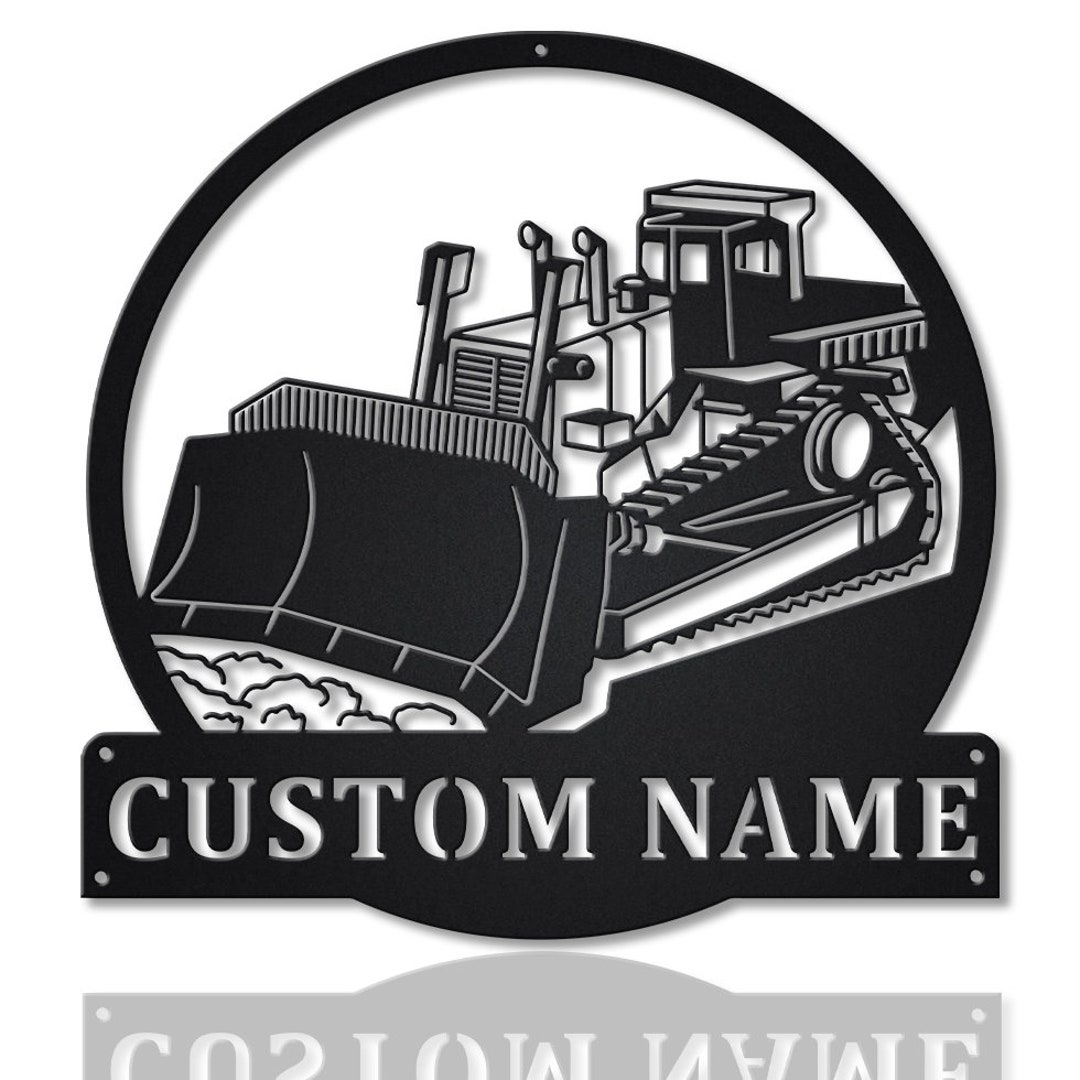 Tractor Dozer Monogram Metal Sign Art V2, Custom Tractor Dozer Monogram ...