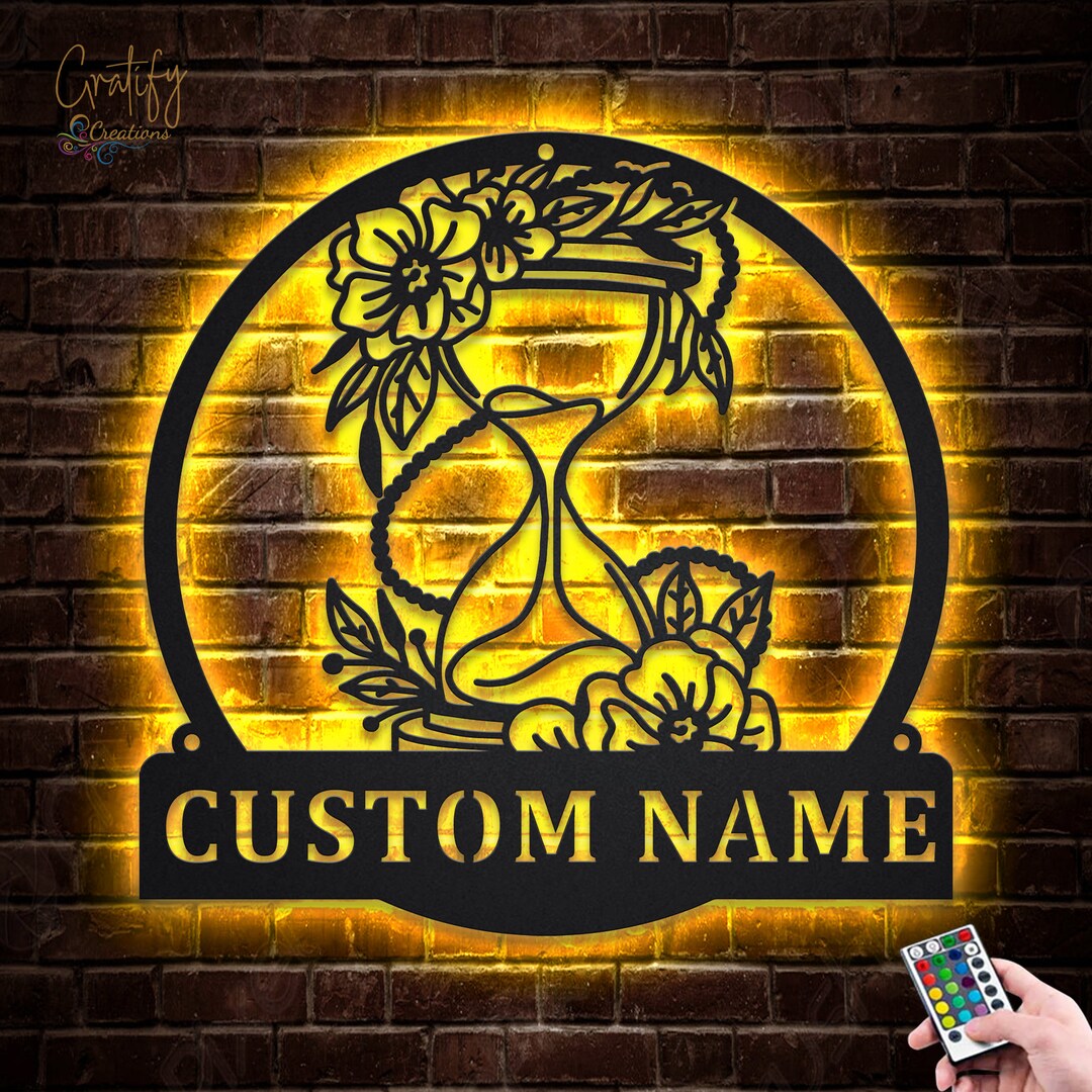 Hourglass Metal Wall Art LED Lights V3, Custom Hourglass Metal Wall ...