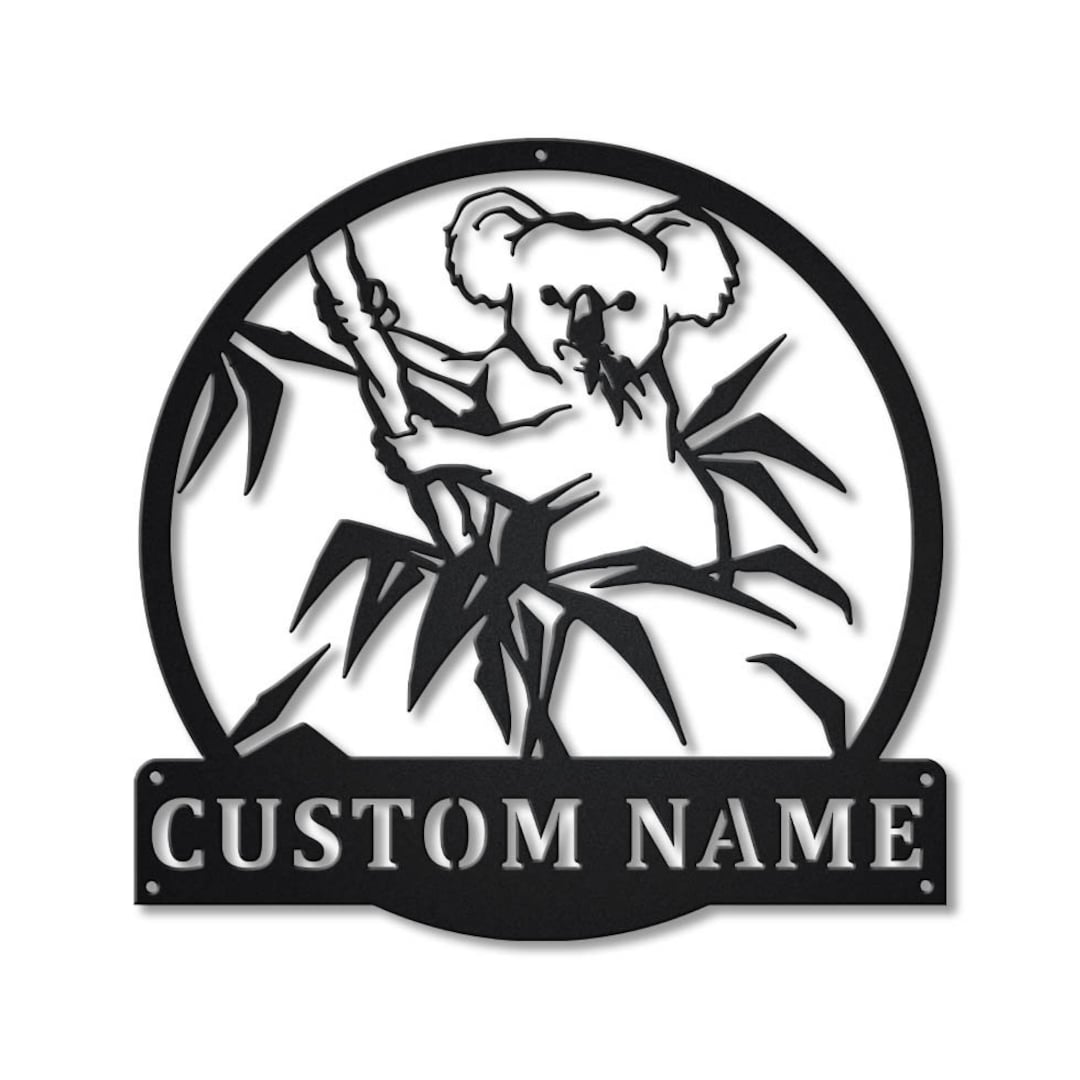 Koala Bear Monogram Custom Metal Sign Art, Personalized Koala Bear ...
