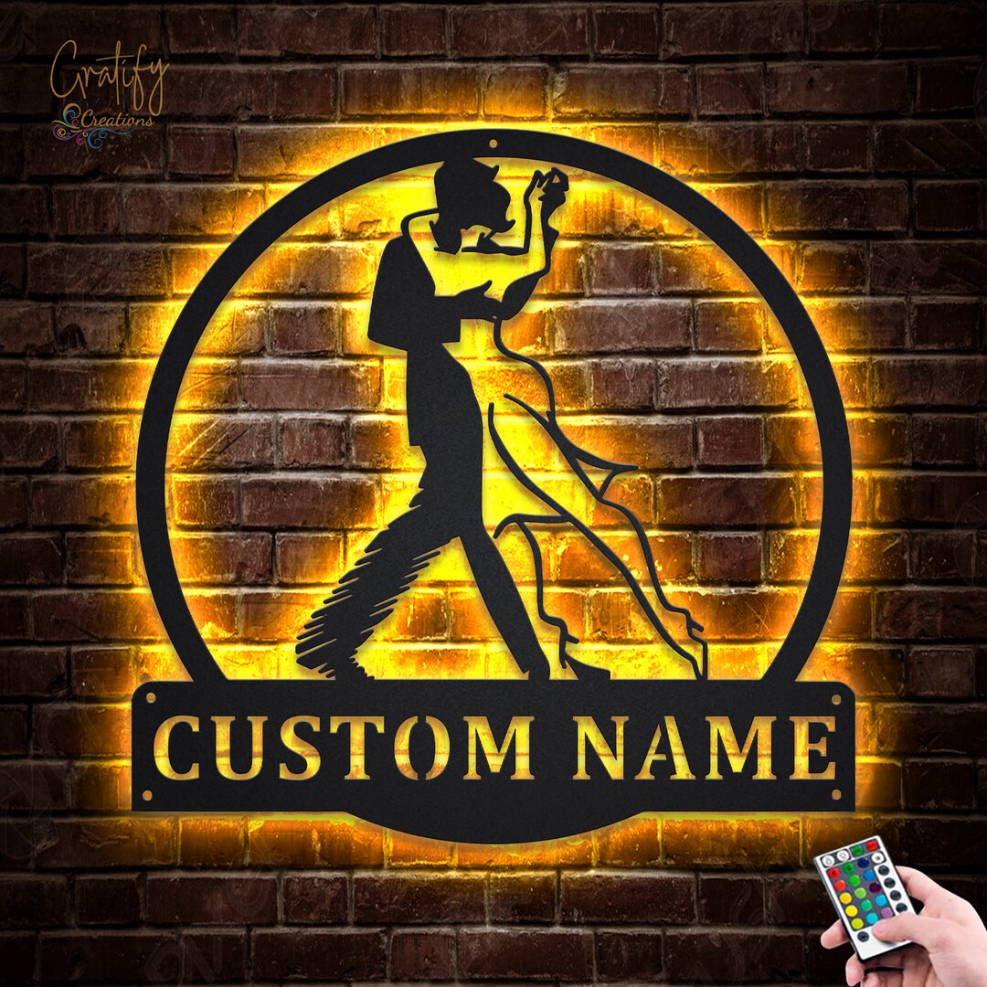 Tango Dance Sport Metal Wall Art LED Light V3, Custom Tango Sport Metal ...