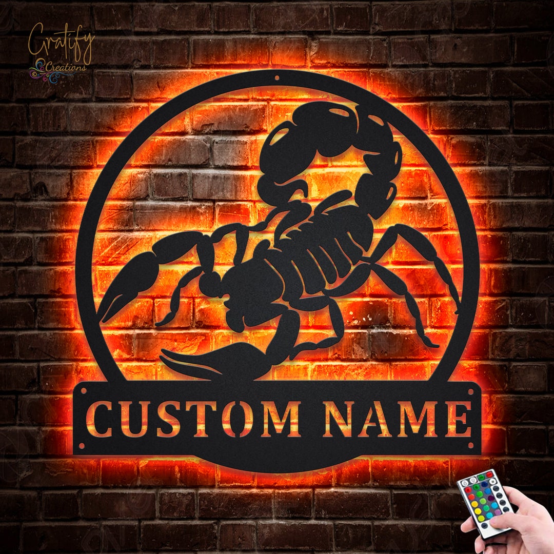 Scorpions Animal Metal Sign LED Lights V1, Custom Scorpions Metal Sign ...