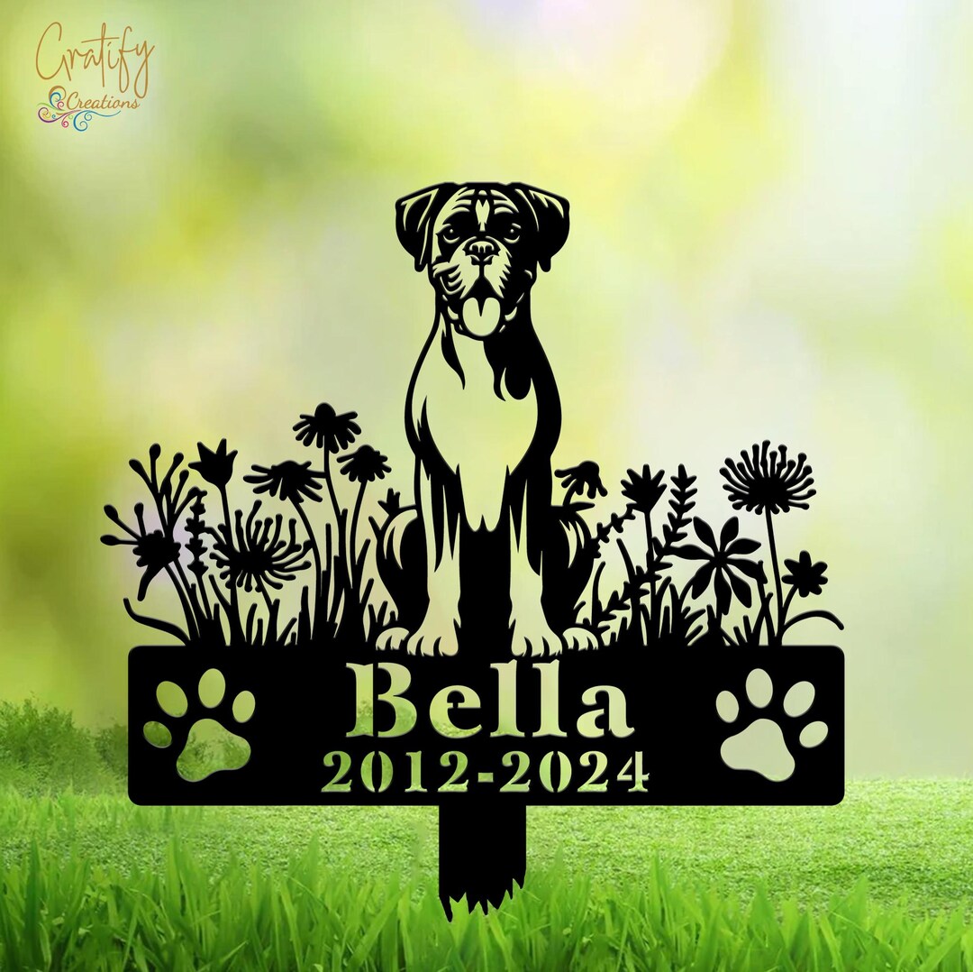 Boxer Dog Sign Custom Dog Memorial Stake, Metal Stake, Sympathy Sign ...