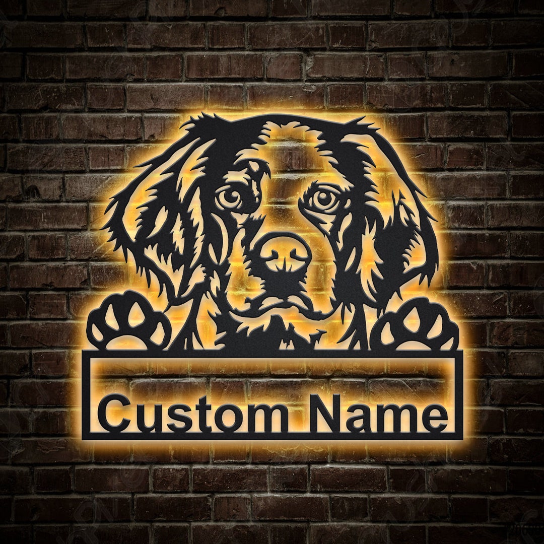 Personalized Brittany Spaniel Dog Metal Sign With LED Lights | Custom ...