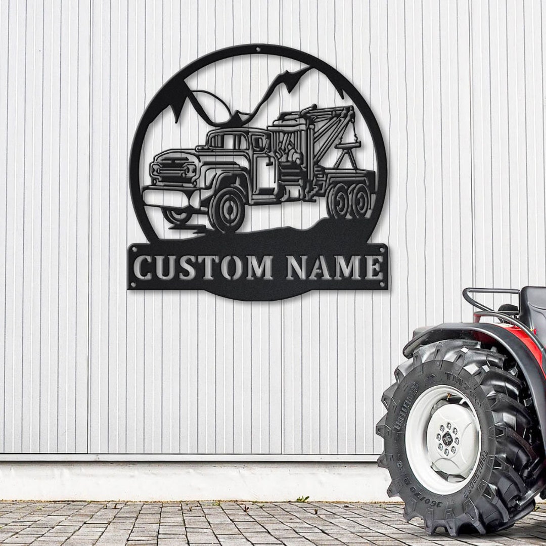 Tow Truck Monogram Metal Sign Art, Custom Tow Truck Metal Wall Art, Tow ...