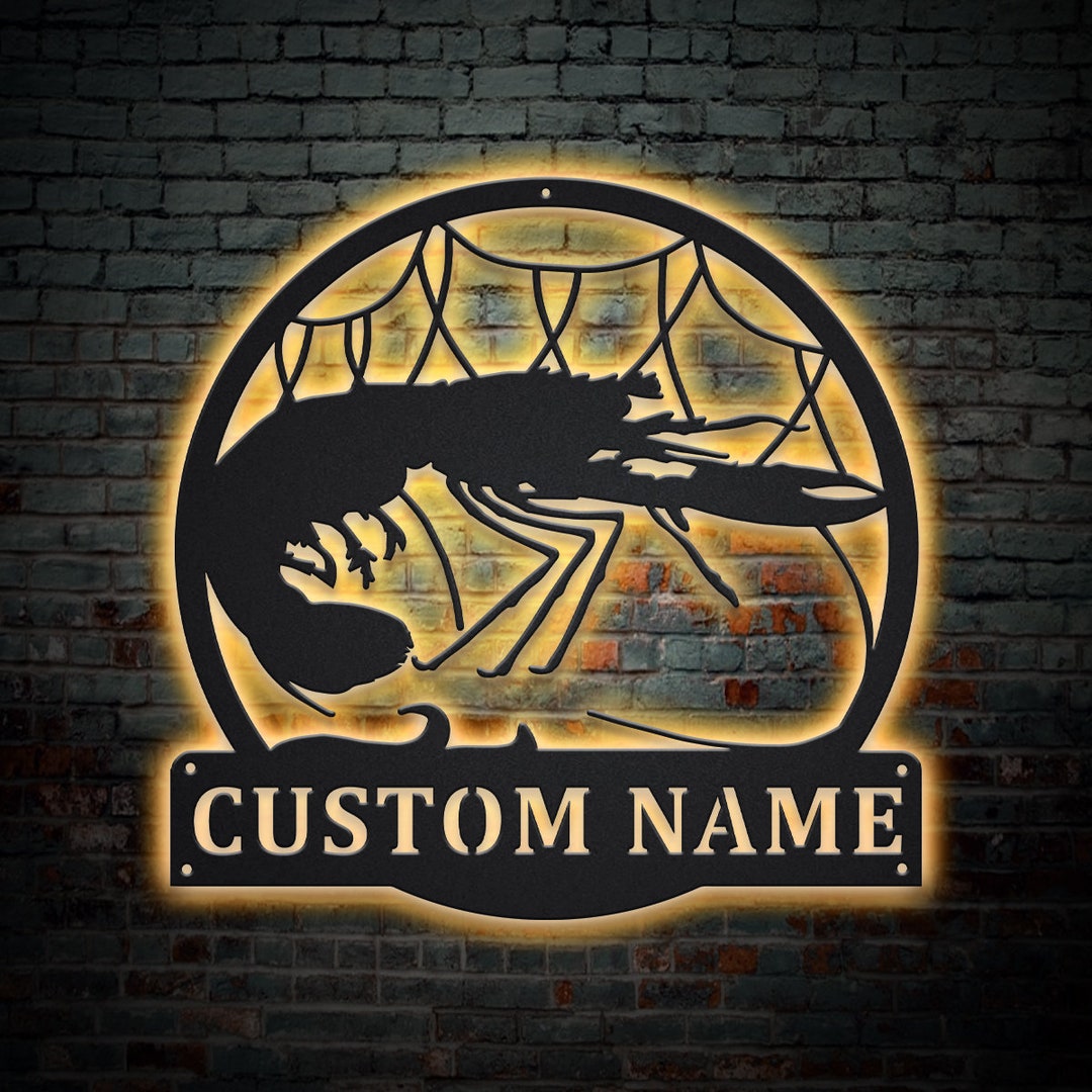 Crawfish Metal Sign LED Lights V1, Custom Crawfish Metal Sign, Crawfish ...