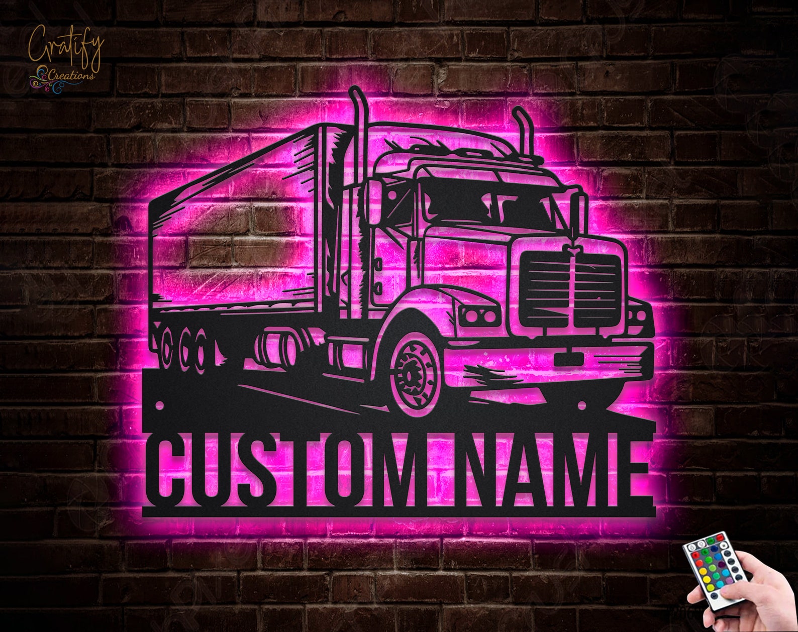 LED Custom Truck Driver Metal Wall Art - Personalized 18 Wheeler Name ...