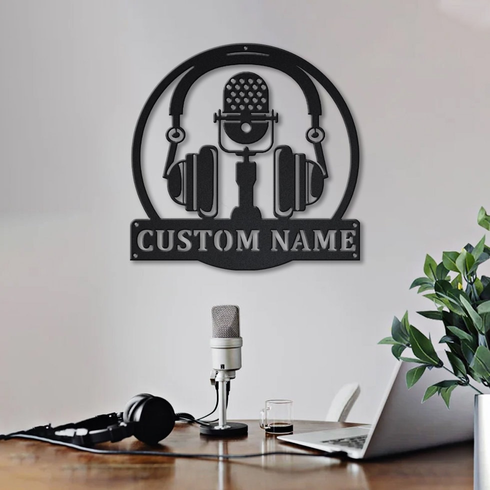 Microphone Metal Sign With LED Lights V3custom Microphone - Etsy