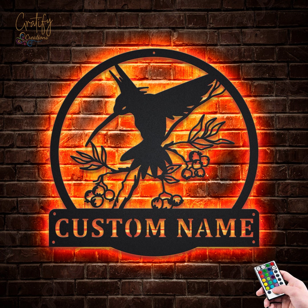 Señal de Metal de colibrí luces LED v4, señal de Metal de colibrí ...