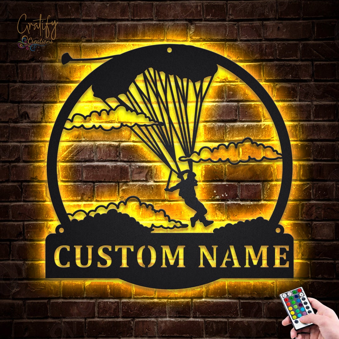 Paratrooper Metal Sign LED Lights V3, Custom Paratrooper Military Metal ...