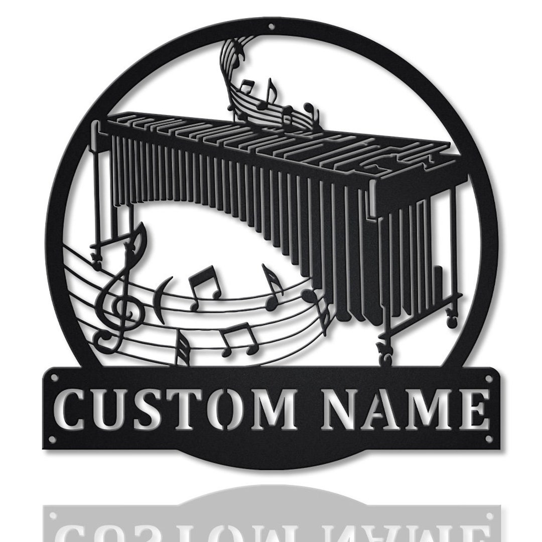Custom Marimba Music Metal Sign Art, Personalized Marimba Monogram ...