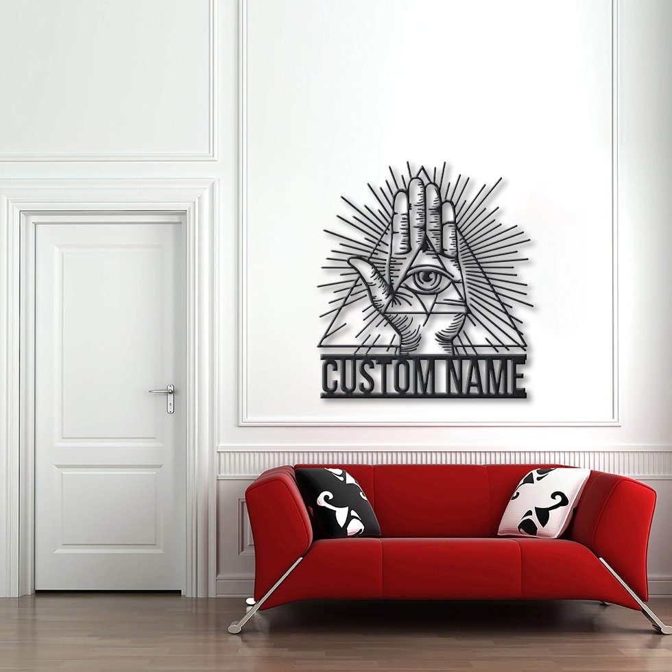 Masonic Freemason Metal Wall Art LED Lights V11, Custom Masonic Metal ...