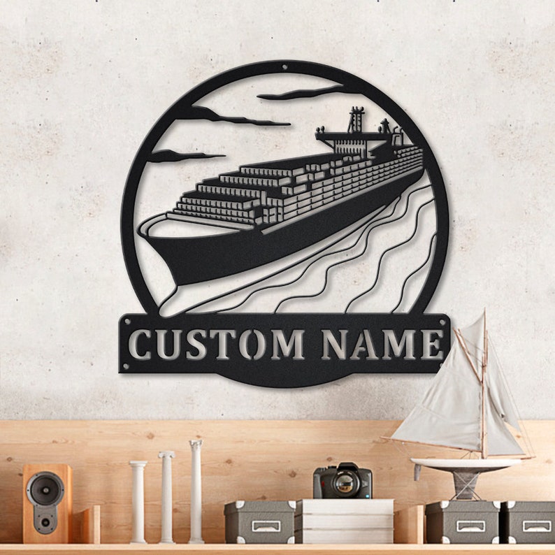 Container Ship Metal Sign LED Lights, Custom Container Ship Metal Sign ...