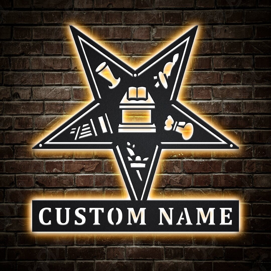 Eastern Star Masonic Metal Sign LED Lights, Custom Masonic Metal Sign ...