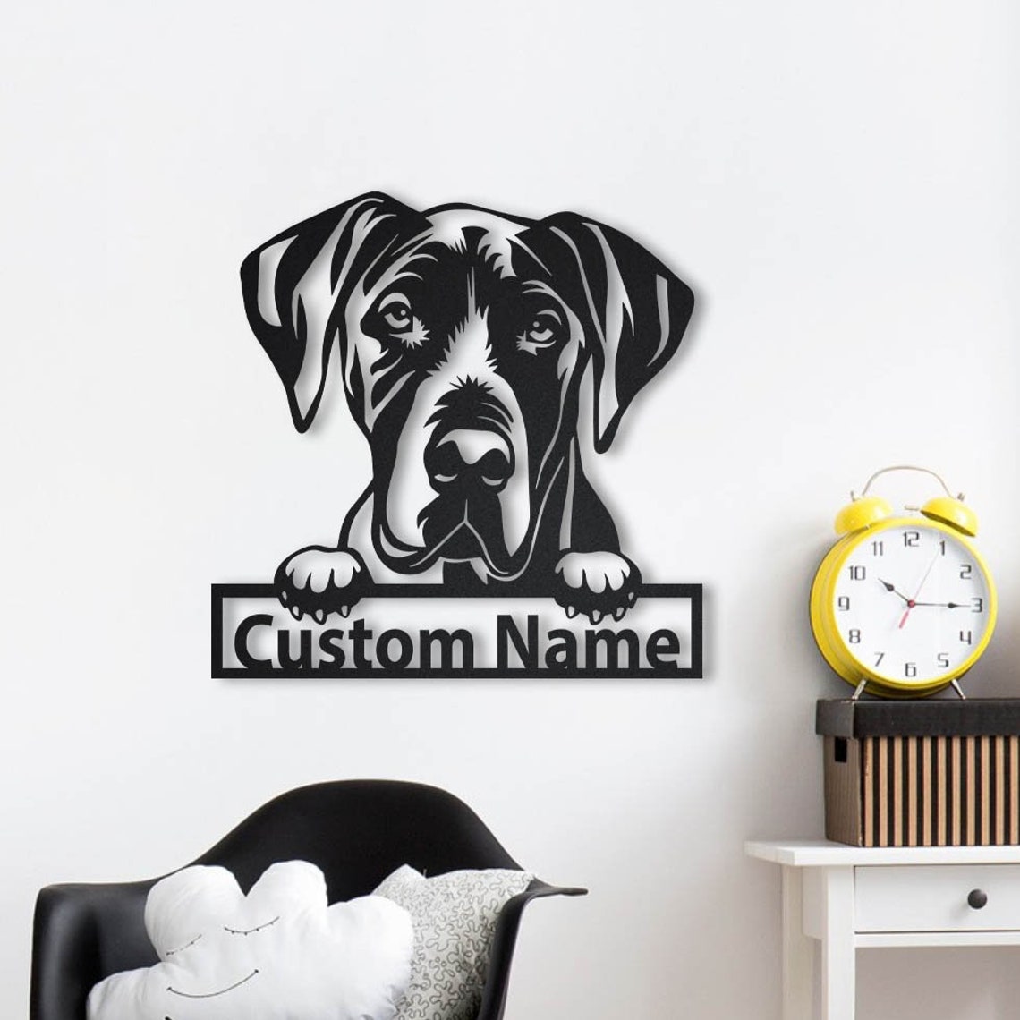 Custom Great Dane Dog Metal Wall Art With LED Lights, Great Dane Dog ...