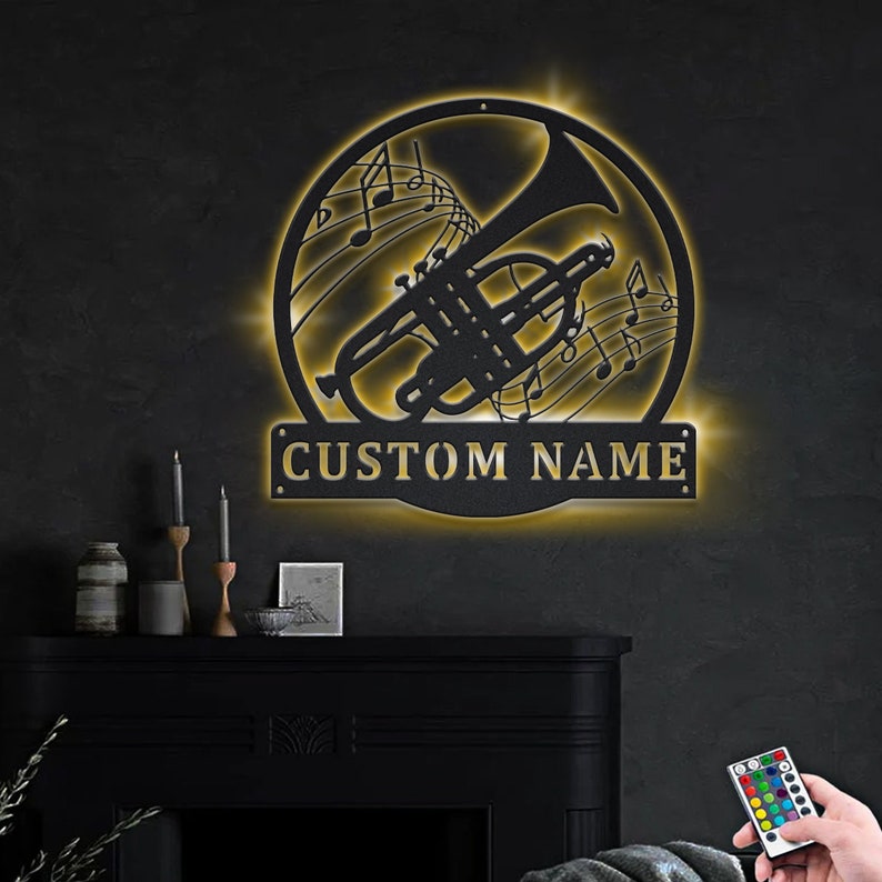 Personalized Cornet Metal Sign With LED Lights Custom Cornet - Etsy