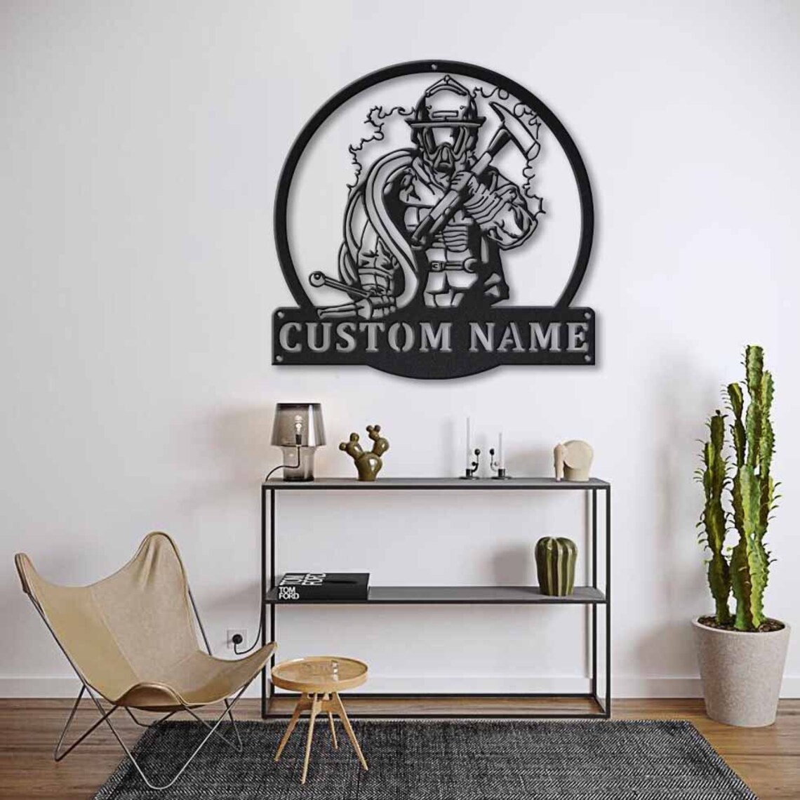 Custom Fireman Monogram Metal Wall Art With LED - Etsy