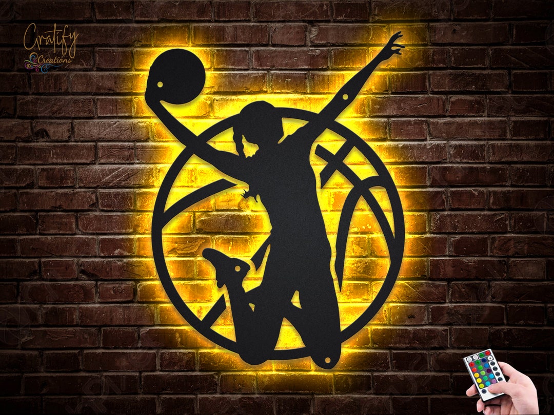 Custom Girl Basketball Player Metal Wall Decor With LED Lights ...