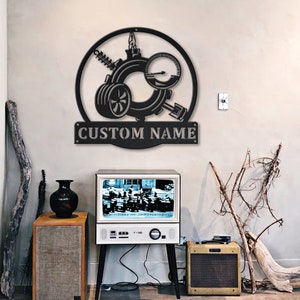 Mechanic Tools Metal Wall Art LED Lights V3, Custom Mechanic Metal Sign ...