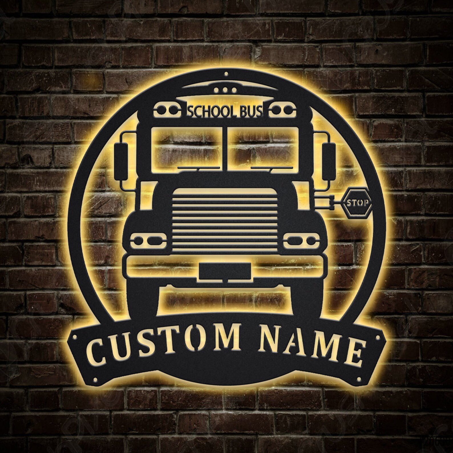 School Bus Driver Metal Sign LED Lights, Custom School Bus Driver Metal ...