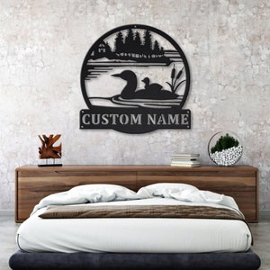 Custom Loon Duck Monogram Metal Sign Art, Personalized Loon Duck Metal ...