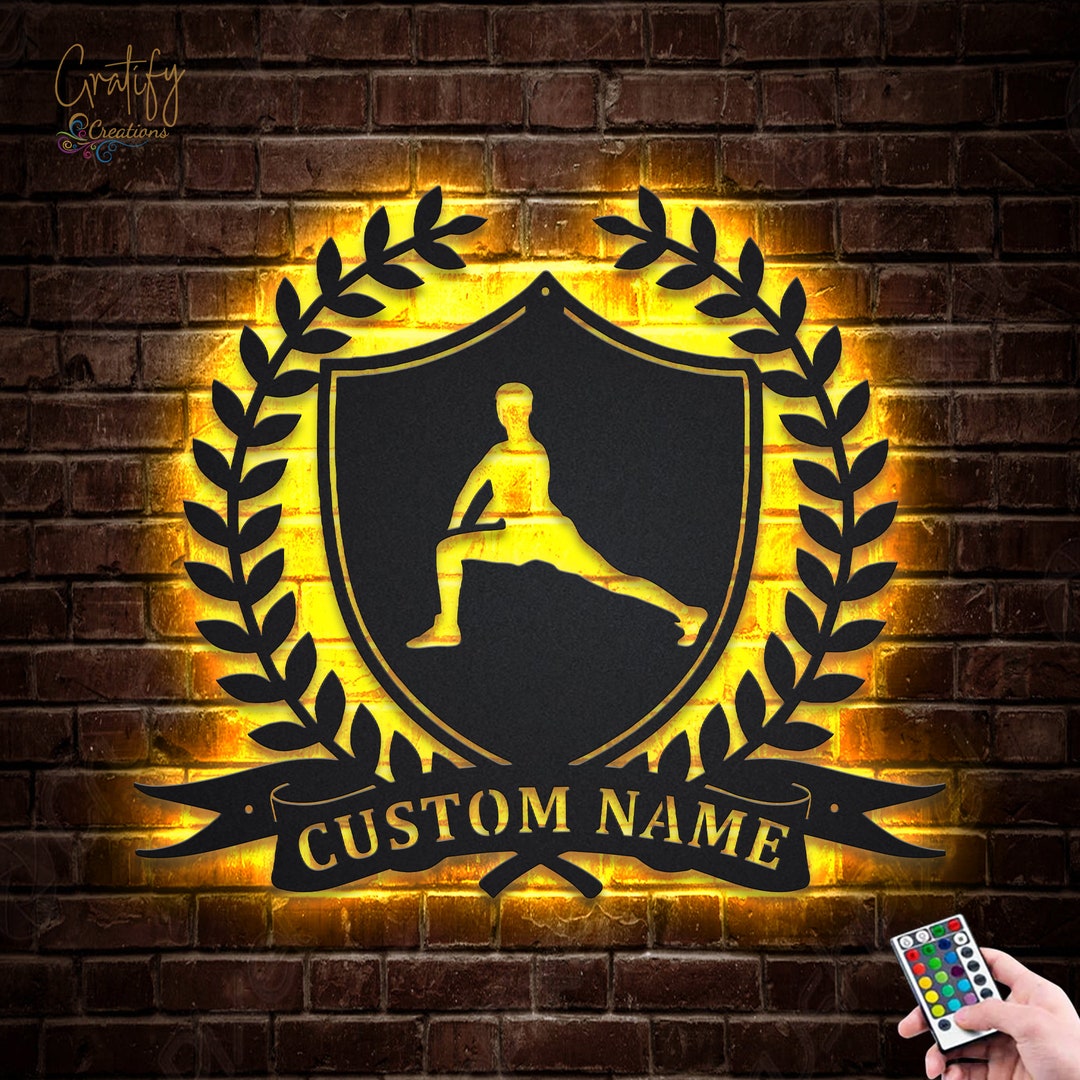 Gym Exercise Metal Wall Art LED Lights V4, Custom Bodybuilding Metal ...