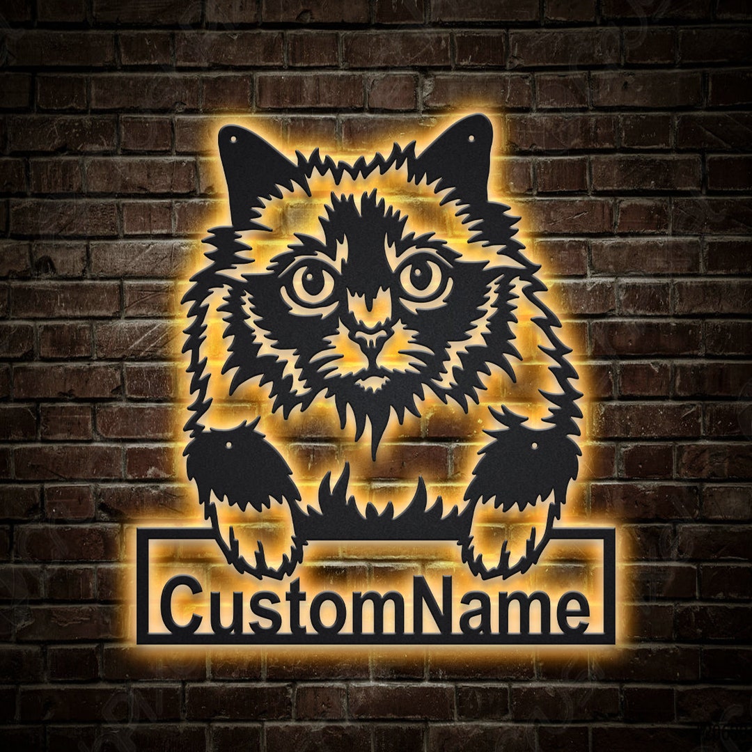 Personalized Holy Burma Cat Metal Sign With LED Lights | Custom Holy ...