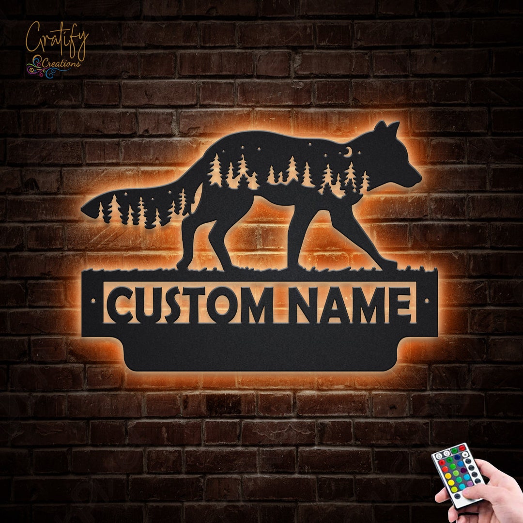 Animals With Forest Metal Sign LED Lights V4, Custom Animals With ...