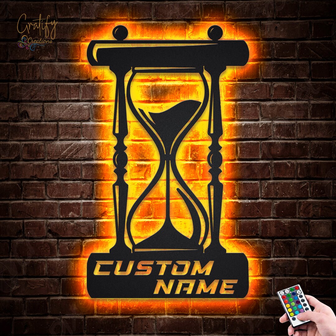 Hourglass Metal Wall Art LED Lights V5, Custom Hourglass Metal Wall ...