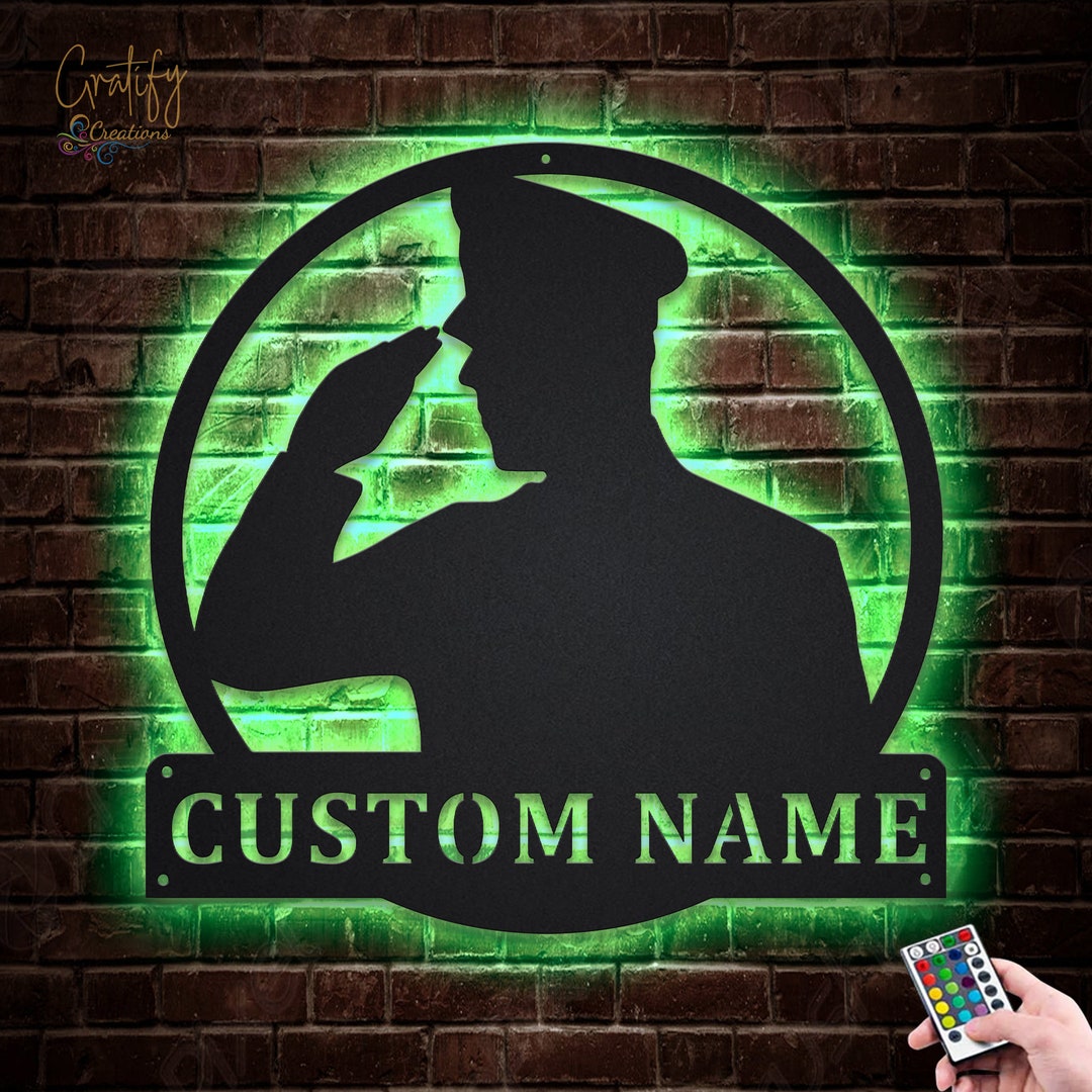Soldier Military Metal Sign LED Lights V1, Custom Soldier Military ...