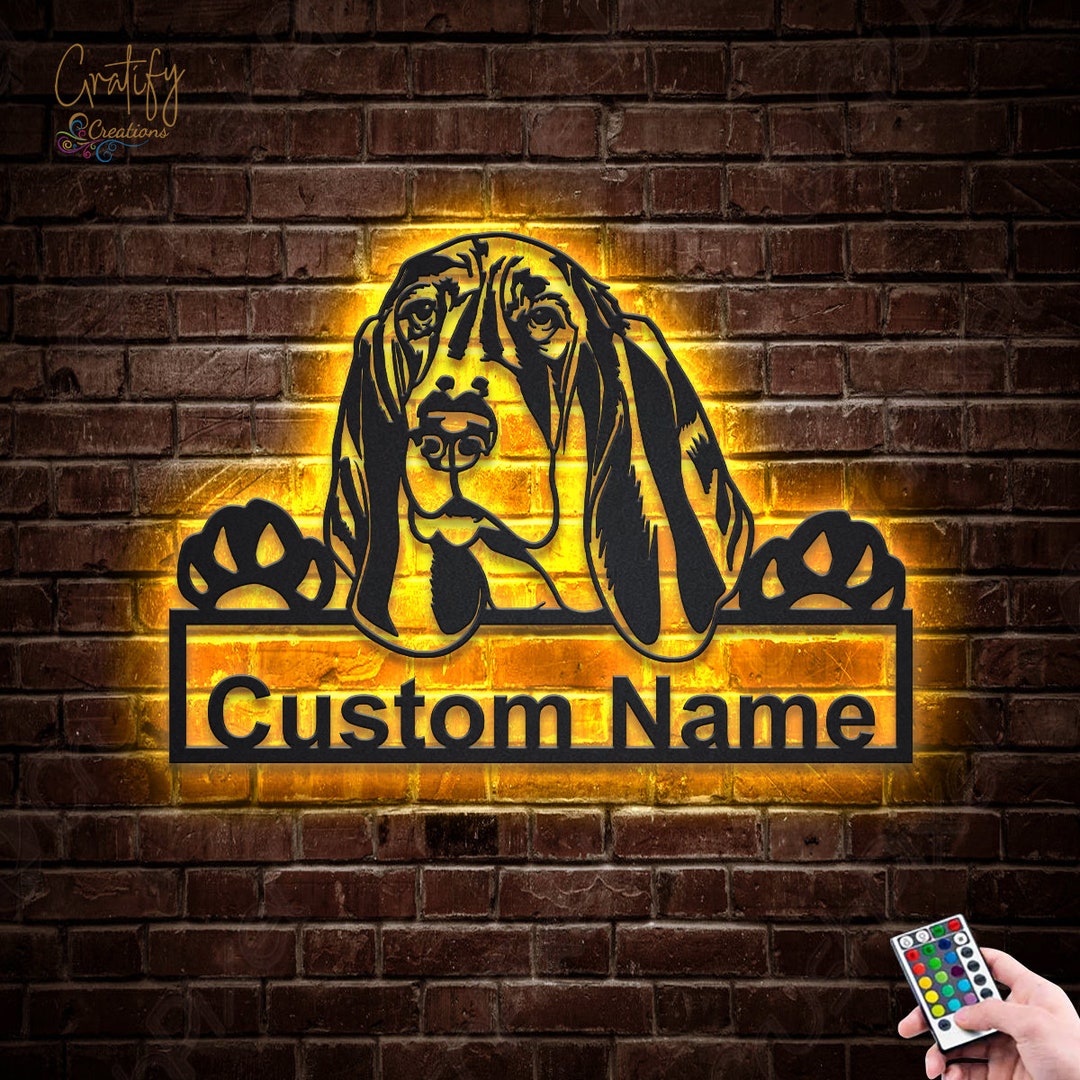 Basset Hound Dog Metal Sign LED Lights, Custom Basset Hound Dog Metal ...