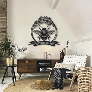 Bee Metal Sign LED Lights V2, Custom Honey Bee Metal Sign, Bee ...