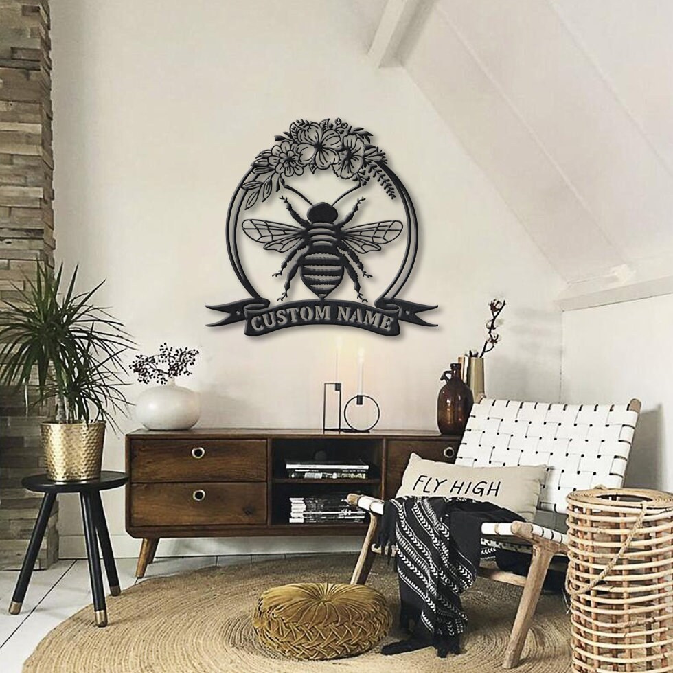 Bee Metal Sign LED Lights V2, Custom Honey Bee Metal Sign, Bee ...
