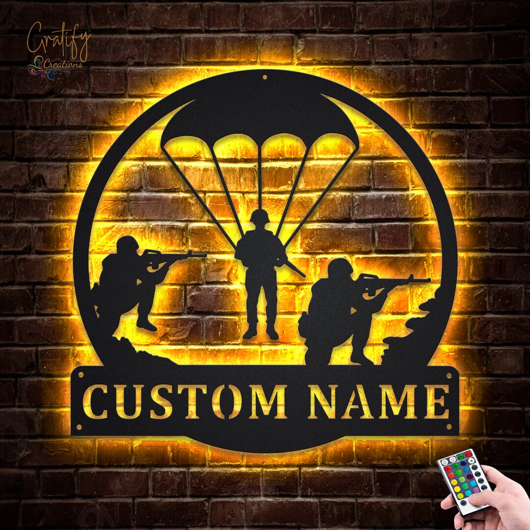 Soldier Military Metal Sign LED Lights V3, Custom Soldier Military ...