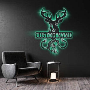 Deer Hunting Fish Hook Metal Sign LED Lights,deer Hunting Neon Signs ...