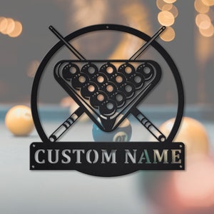 Custom Billiards Metal Sign LED Lights V2, Personalized Billiards Neon ...