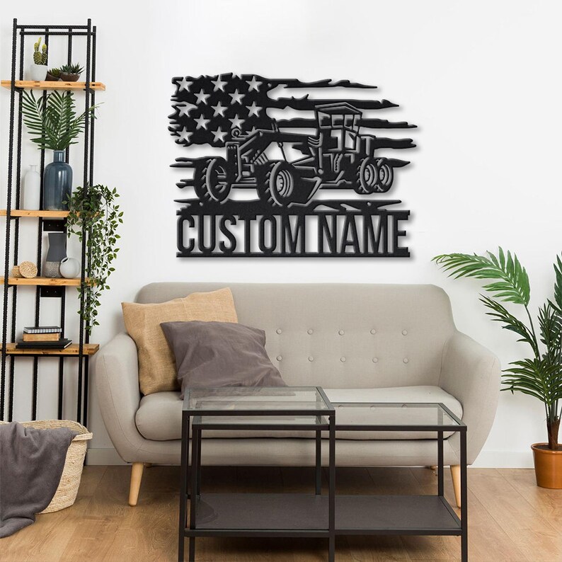 US Motor Grader Metal Sign LED Lights, Custom Motor Grader Metal Sign ...