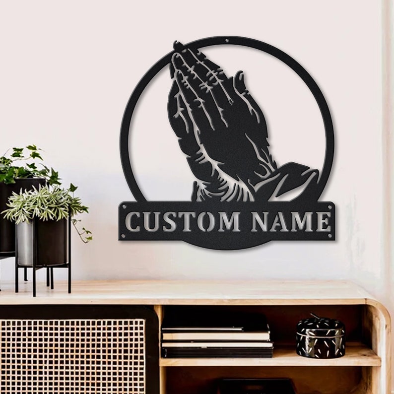 Praying Hands Metal Wall Art LED Lights V5, Custom Prayer Hands Metal ...