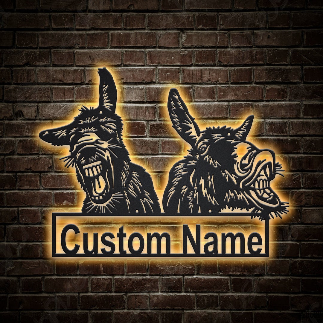 Personalized Donkey Funny Metal Sign With LED Lights, Custom Donkey ...