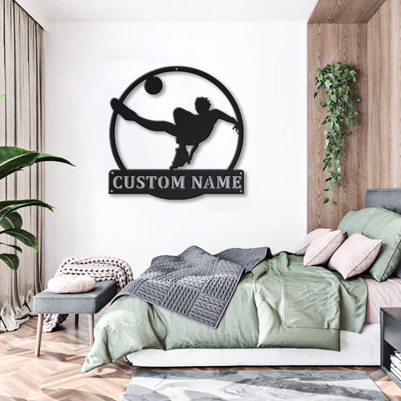 Soccer Players Metal Sign LED Lights V1, Custom Soccer Football Metal ...