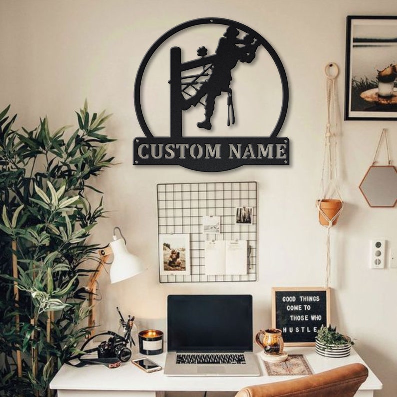Lineman Metal Sign LED Lights V3, Custom Lineman Metal Sign, Lineman ...