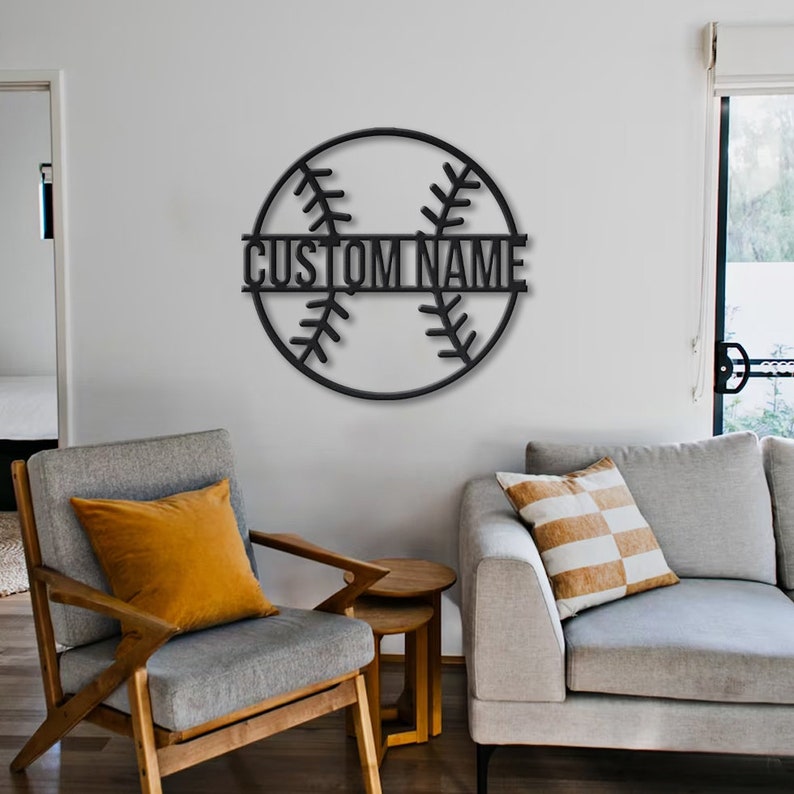 Custom Baseball Ball Metal Wall Art With LED - Etsy