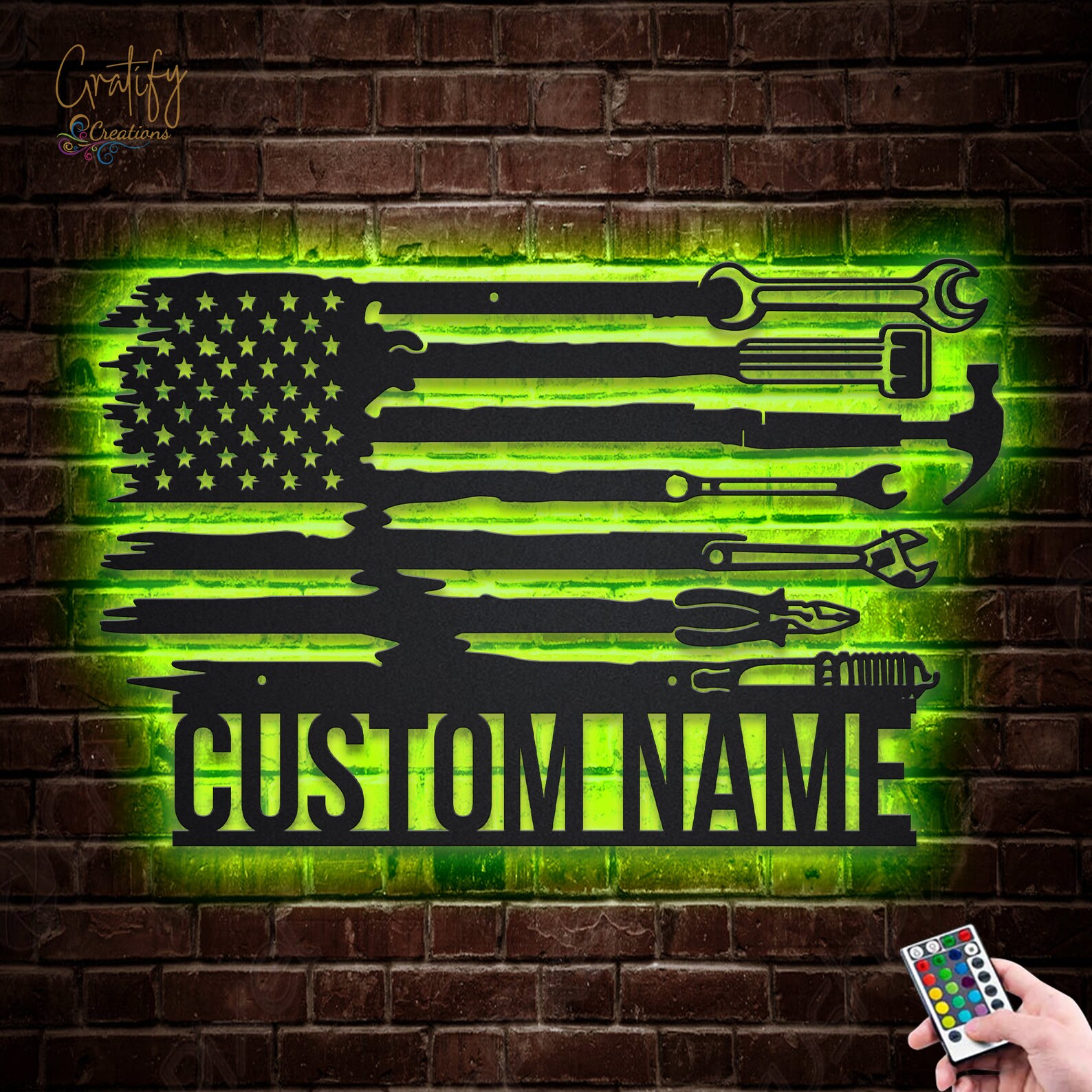 Mechanic Tools Metal Wall Art LED Lights V4, Custom Mechanic Metal Sign ...