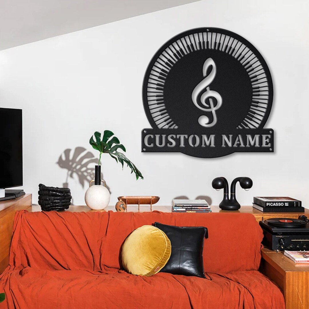 Piano Note Monogram Metal Sign Art, Custom Piano Music Metal Sign ...