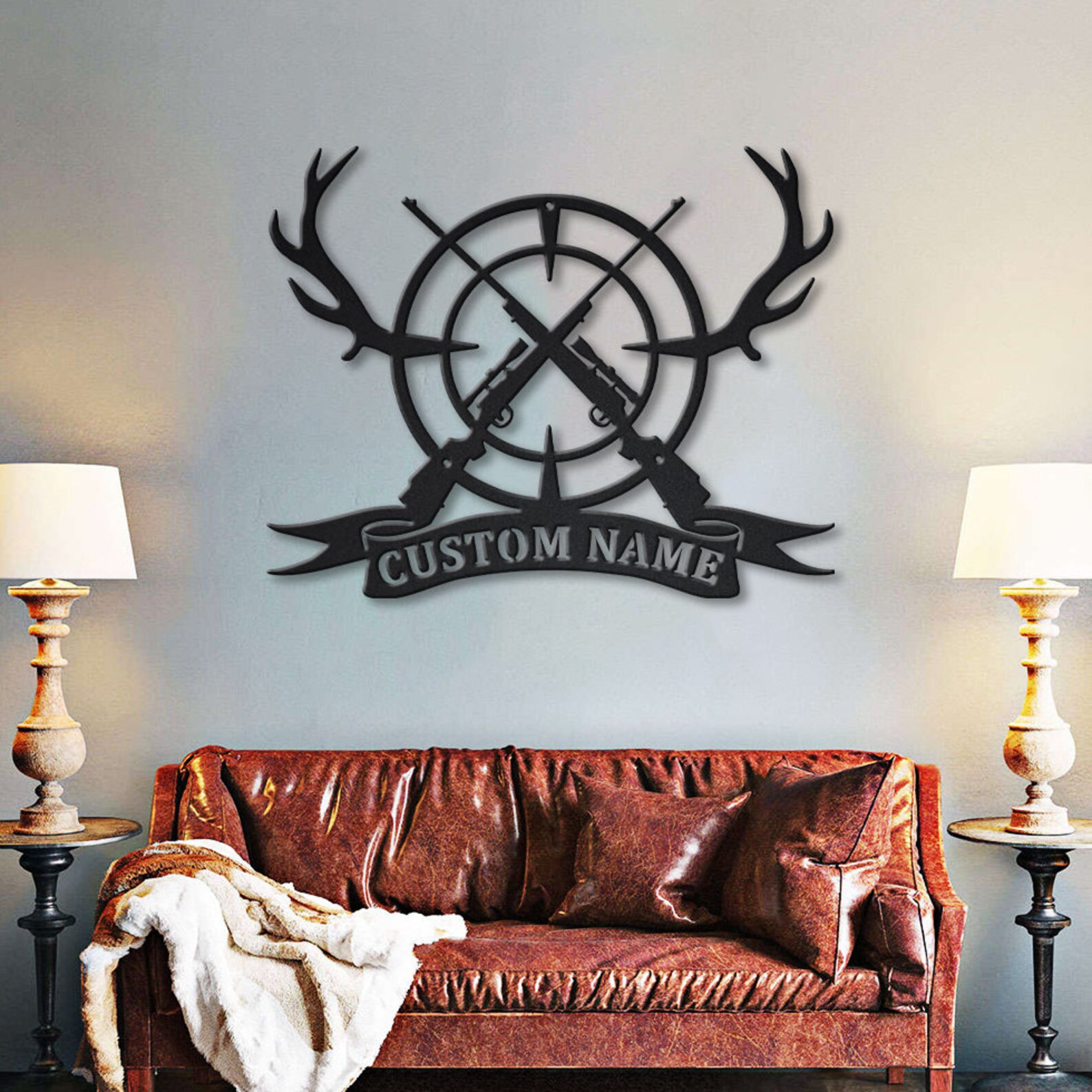 Deer Hunting Club Metal Sign LED Lights, Custom Deer Hunting Metal Wall ...
