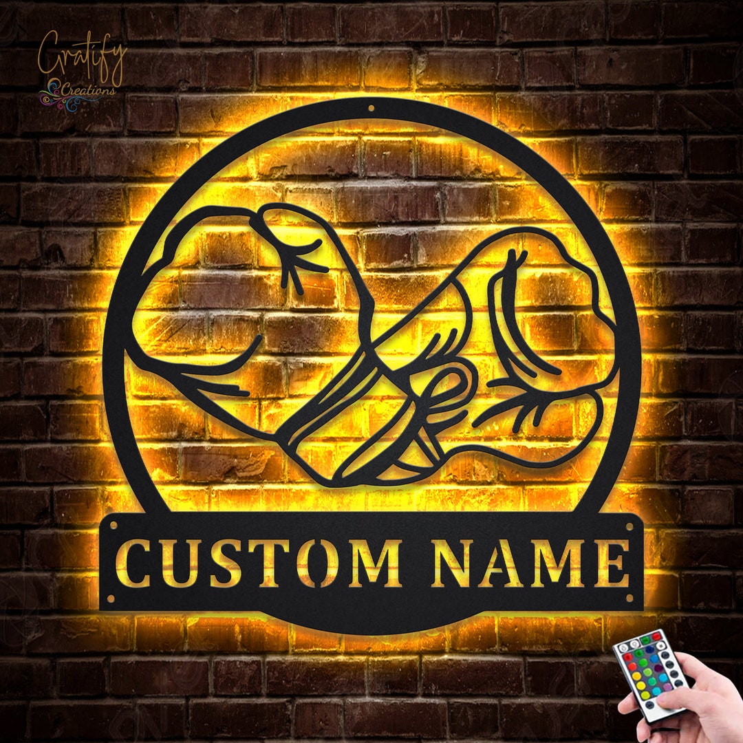 Boxing Gloves Metal Sign LED Lights V4, Custom Boxing Metal Sign ...