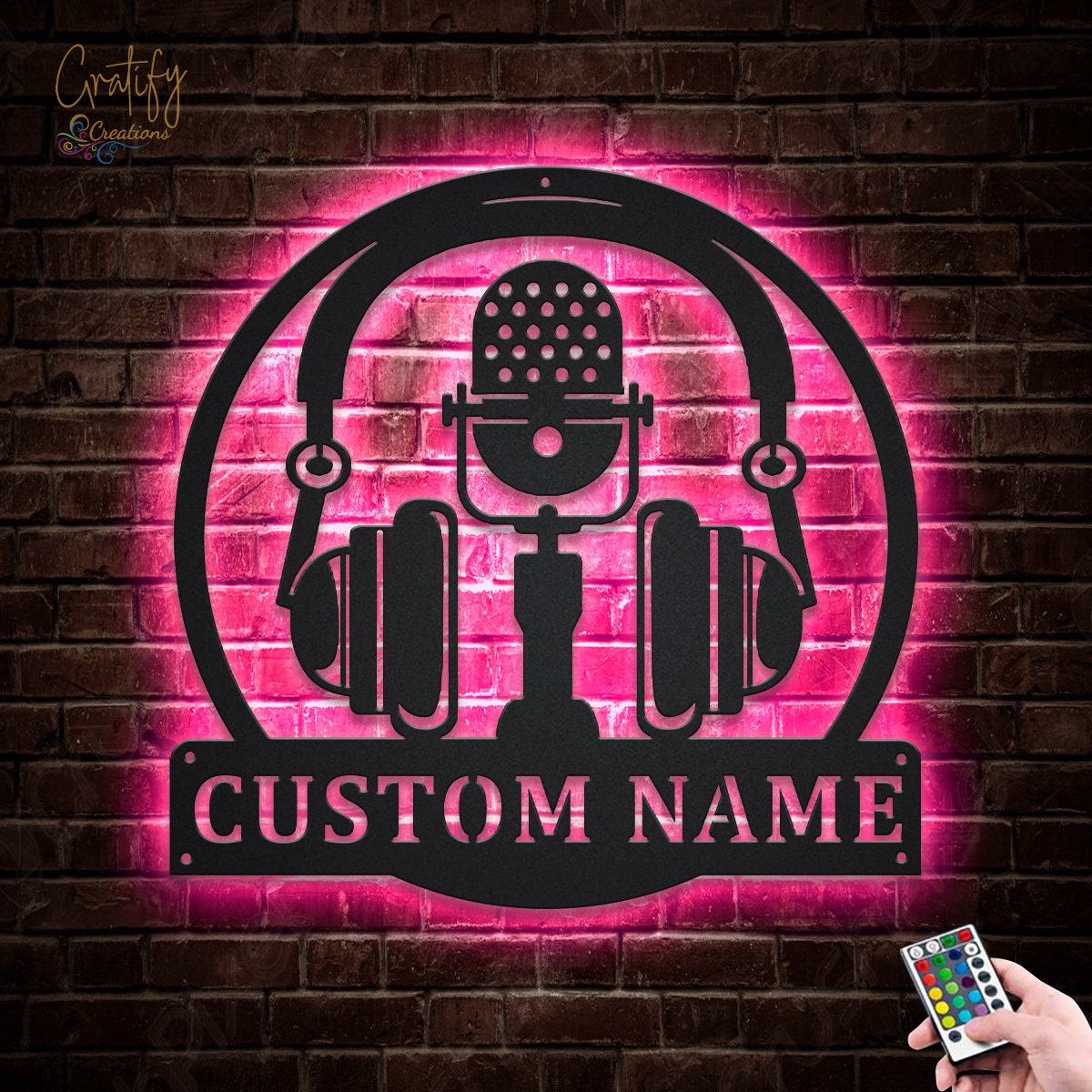 Microphone Metal Sign With LED Lights V3,custom Microphone Metal Signs ...