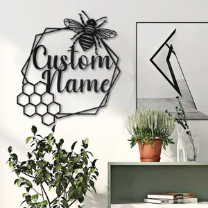 Bee Metal Sign LED Lights V1, Custom Honey Bee Metal Sign, Bee ...